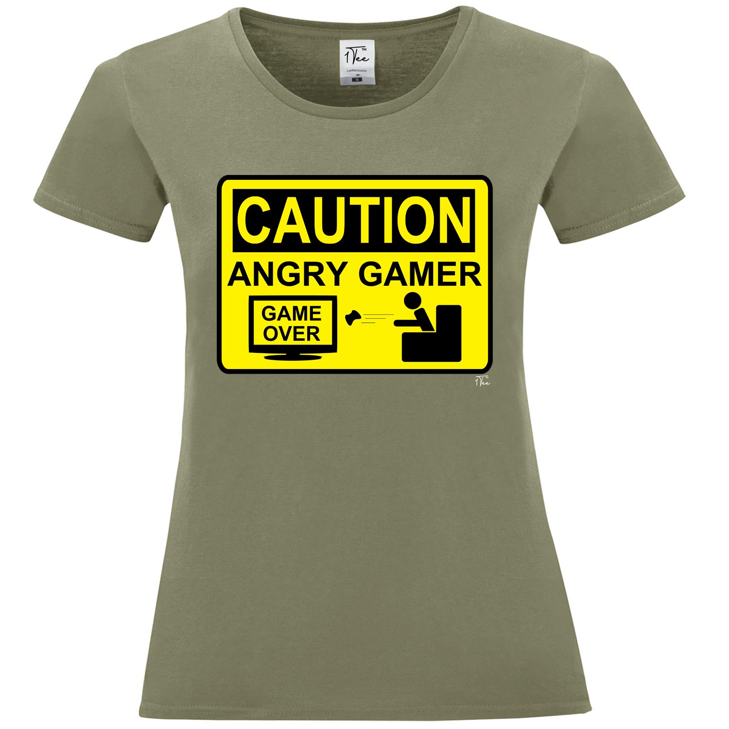 1Tee Womens Caution Angry Gamer T-Shirt | eBay