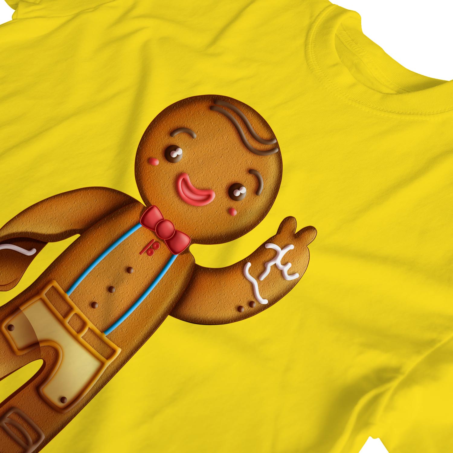 1Tee Womens Happy Gingerbread Man. Waving Christmas T-Shirt | eBay