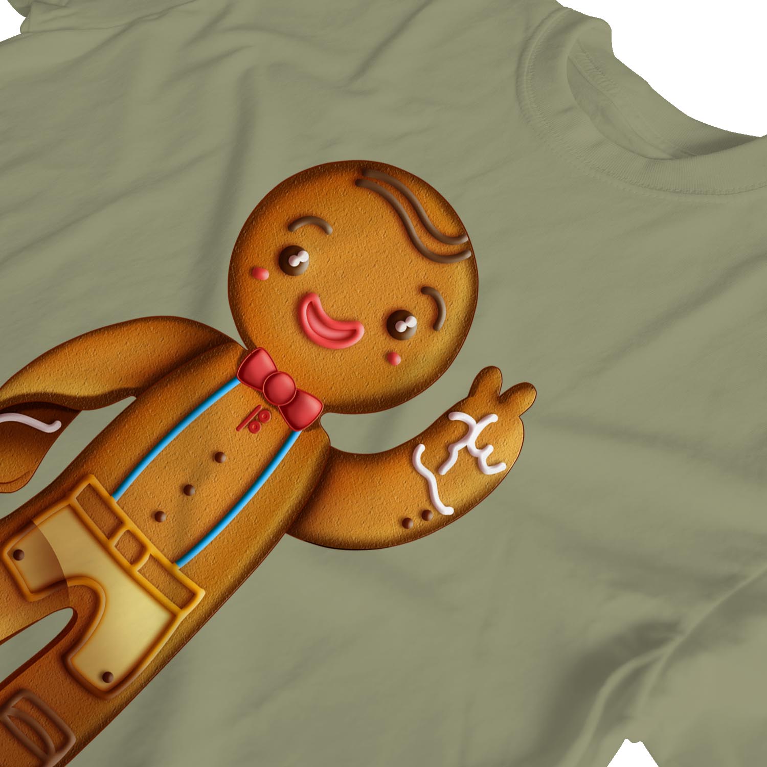 1Tee Womens Happy Gingerbread Man. Waving Christmas T-Shirt | eBay