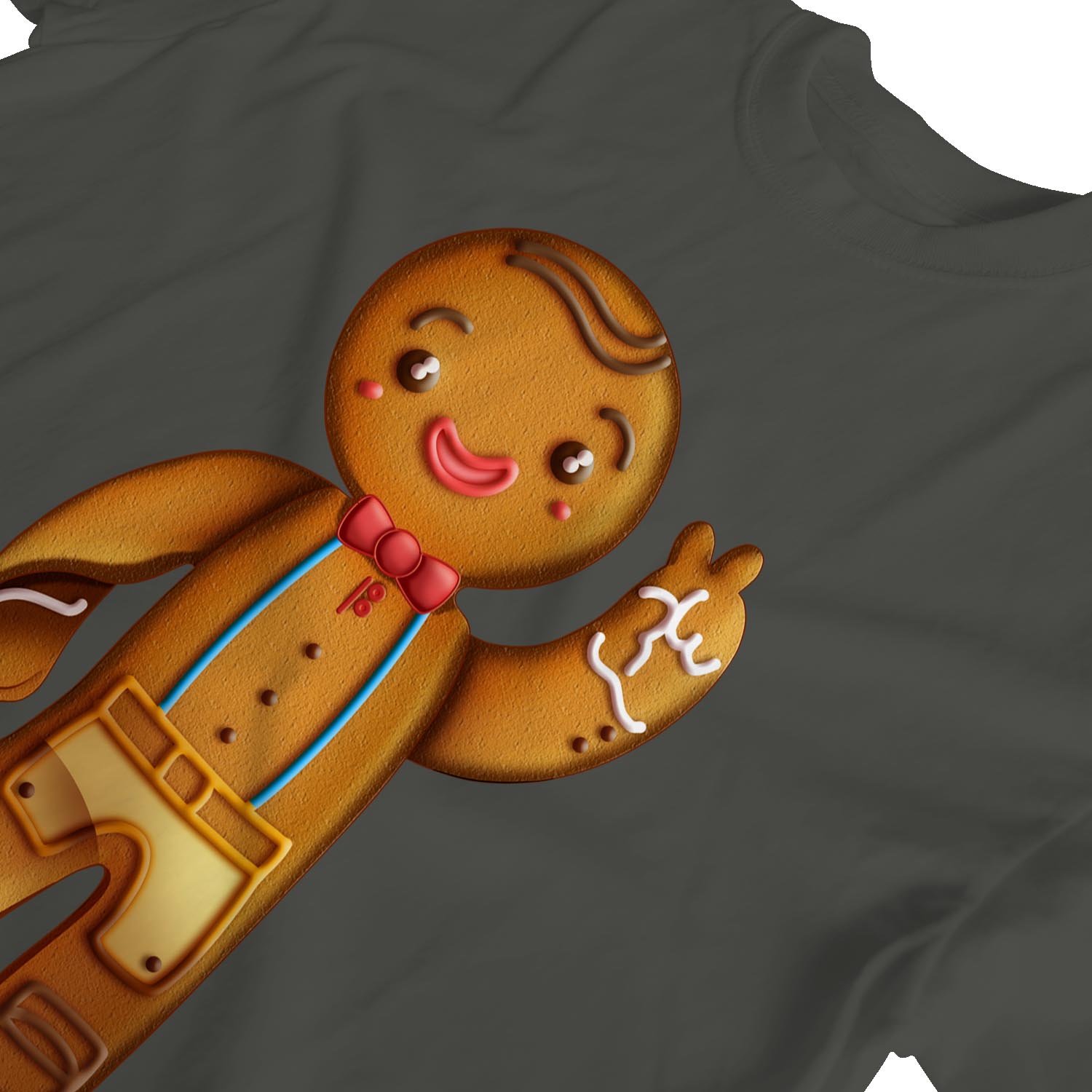 1Tee Womens Happy Gingerbread Man. Waving Christmas T-Shirt | eBay