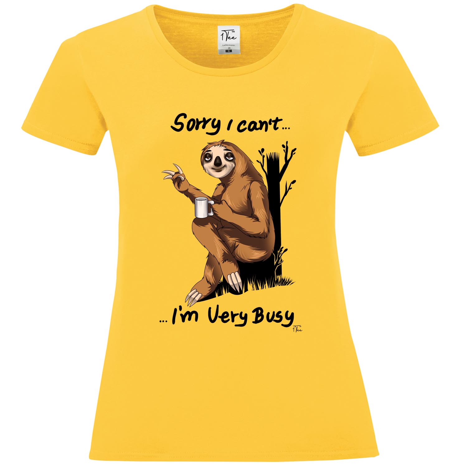 1Tee Womens Sorry I Can't I'm Very Busy Sloth Introvert T-Shirt | eBay UK
