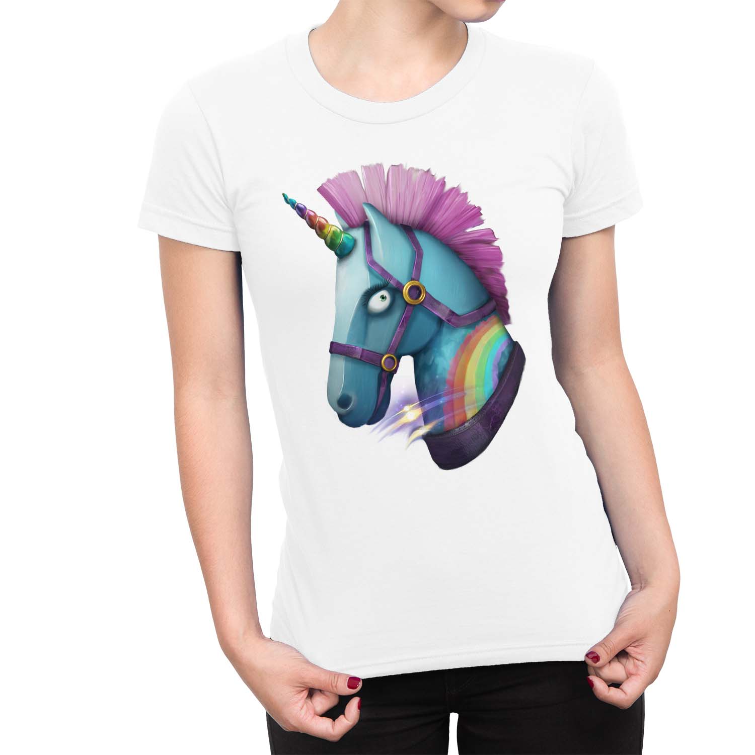 1Tee Womens Mohawk Unicorn T-Shirt | eBay UK