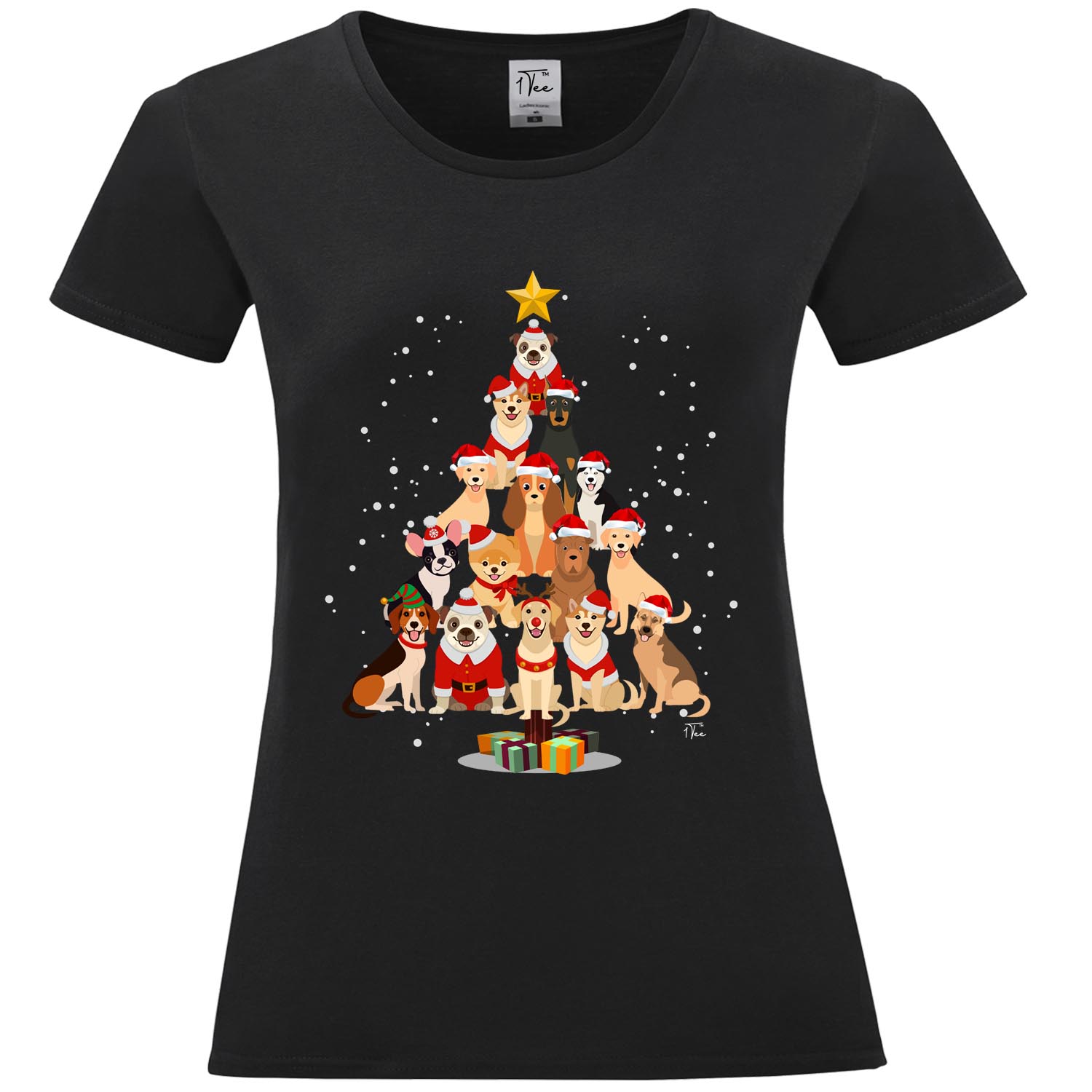 1Tee Womens Dog Christmas Tree T-Shirt | eBay UK